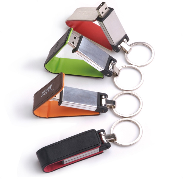 32GB Key Chain Colorful Flip Leather USB Flash Driver