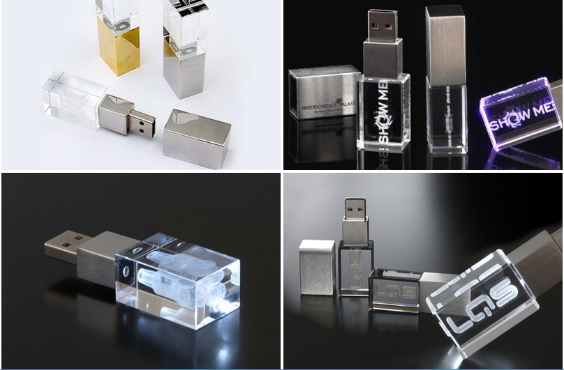 Laser Logo Transparent USB Pen Drive 64GB Memory Stick Crystal