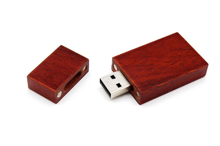 Engraved Logo Rectangle Red Wood 512MB USB Flash Drive Deal